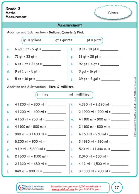 Measurement Grade 3 3rd Grade Math Worksheets Math Worksheets 3rd Grade Math