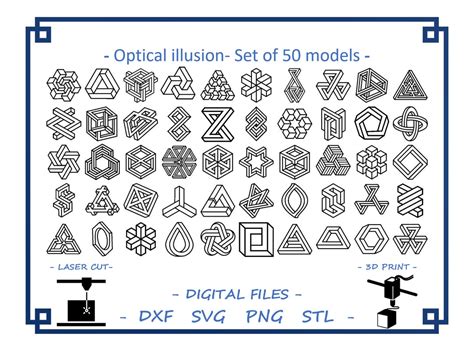 Optical Illusion Set Of 50 Models Digital Files For Laser Cutting
