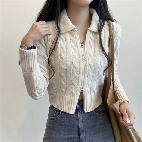 당일배송 1만장돌파핏보장 클로즈꽈베기 투웨이 카라 니트 집업 6color 에이블리