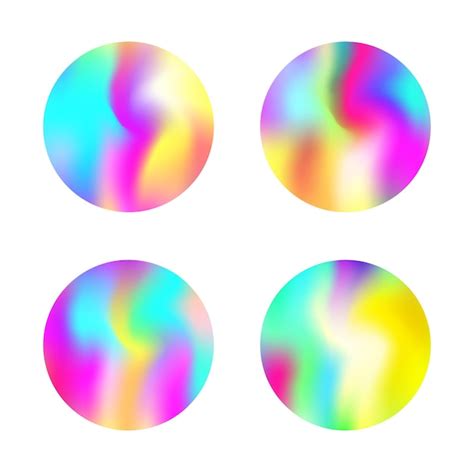 홀로그램 추상 배경 세트 프리미엄 벡터