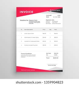 Elegant Red Invoice Template Design Stock Vector Royalty Free Shutterstock