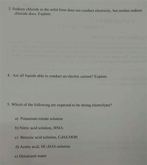 Solved 1 What Is The Difference Between An Electrolyte And