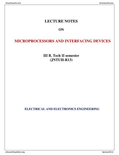 Microprocessors And Interfacing Devices Lecture Notes On Microprocessors And Interfacing