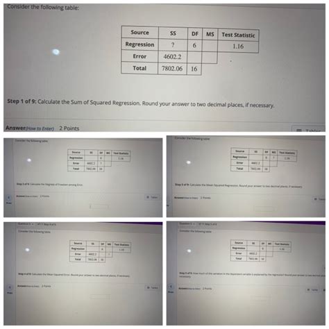 solved consider the following table ss df ms test statistic
