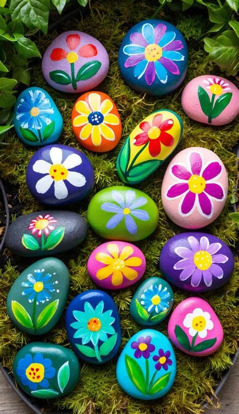 50 Beautiful Flower Painted Rock Ideas For Creative Crafts Blooming Designs To Brighten Your