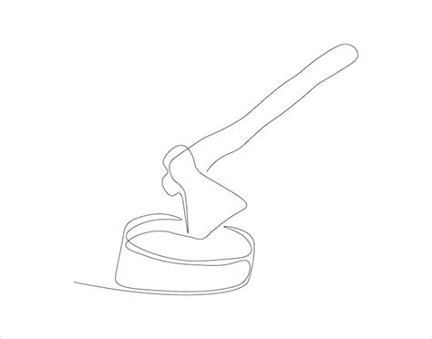 Premium Vector Continuous Line Drawing Of Axe One Line Of Axe Hatchet Continuous Line Art