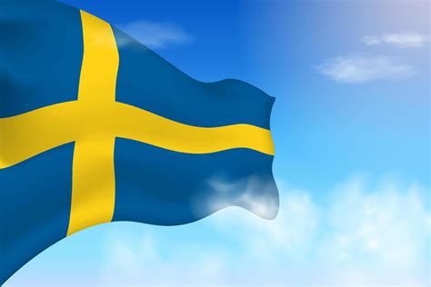 Sweden Flag In The Clouds Vector Flag Waving In The Sky National Day