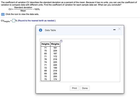 Solved The Coefficient Of Variation Cv Describes The