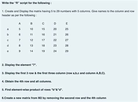 Solved Write The R Script For The Following 1 Create And Chegg Com