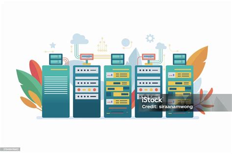 흰색 배경에 격리된 서버실 랙입니다 클라우드 시스템 개념 데이터 센터 데이터 스토리지 클라우드 스토리지 가상현실에 대한 스톡 벡터 아트 및 기타 이미지 Istock