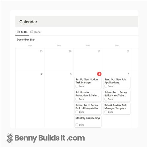 Notion Task Manager Template Benny Builds It