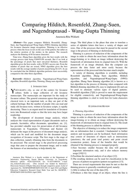 Pdf Comparing Hilditch Rosenfeld Zhang Suen And Nagendraprasad