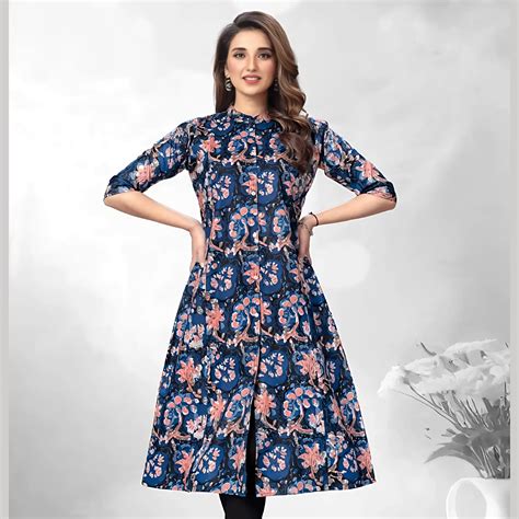 Pure Cotton A Line Flared Kurti Dj2004 Bavis Clothing