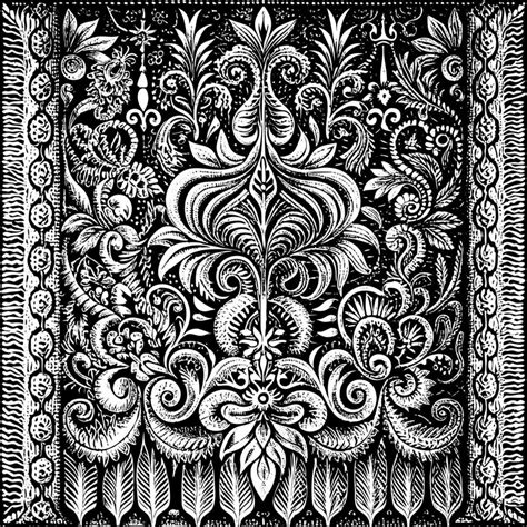 Ornate Black And White Floral Design With Intricate Patterns And Symmetrical Details 50611919