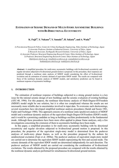 Pdf Estimation Of Seismic Demand Of Multi Story Asymmetric Buildings