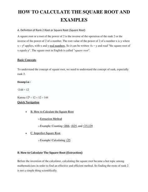 SOLUTION How To Calculate The Square Root And Examples Studypool
