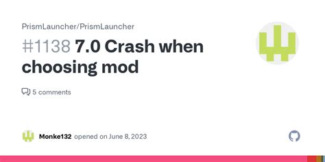 70 Crash When Choosing Mod · Issue 1138 · Prismlauncherprismlauncher · Github