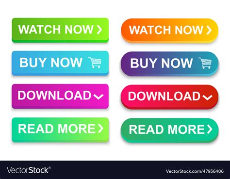 Flat Modern Buttons For Website Set Icon Vector Image