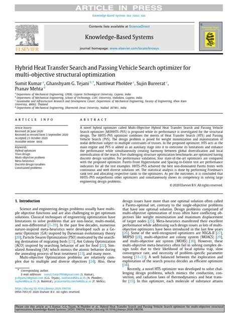 2020 Hybrid Heat Transfer Search And Passing Vehicle Search Optimizer