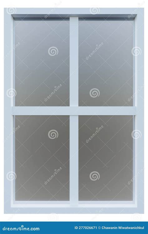 3d Rendering Of White Rectangle Grid Window Frame With Glass Stock