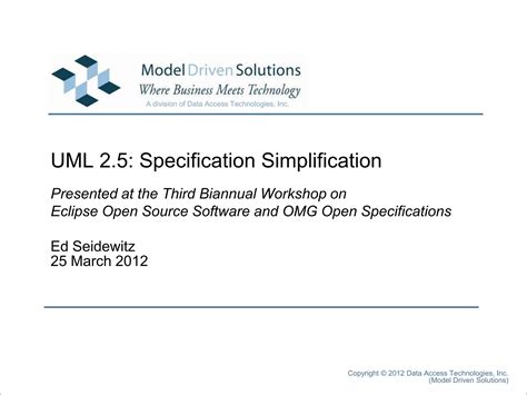 Uml 2 5 Specification Simplification Ppt