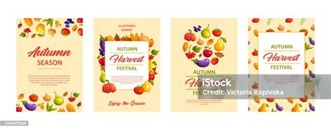 추수 축제 포스터 세트입니다 농업 박람회를 위한 텍스트가 있는 배너 템플릿 야채 수확 벡터 일러스트 레이 션 가을에 대한 스톡 벡터 아트 및 기타 이미지 Istock