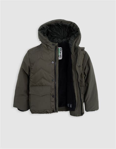 Boys Khaki Nylon Heat Sealed Herringbone Jacket