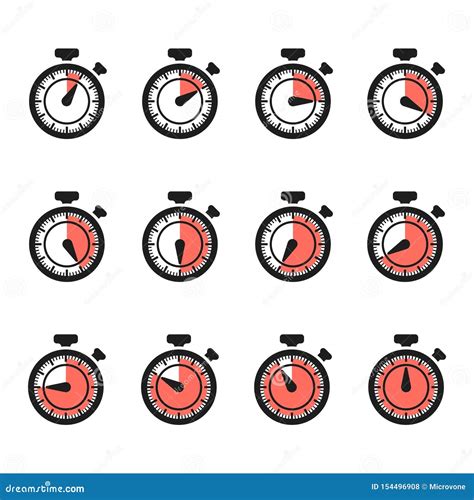Timer Icons Vector Stopwatch Set Isolated On White Background Stock