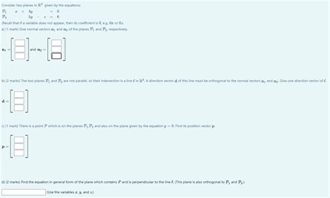 solved 2 consider two planes in r3 given by the equations