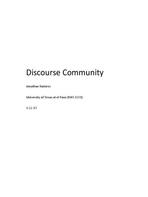 Discourse Community Research Paper Pdf Rhetoric Discourse
