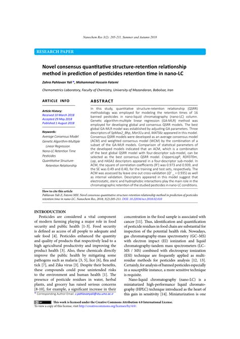 Pdf Novel Consensus Quantitative Structure Retention Relationship Method In Prediction Of