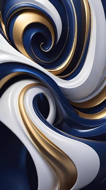 Abstract Gold White Blue Luxury Wavy Fluid Background Design Premium Ai Generated Image