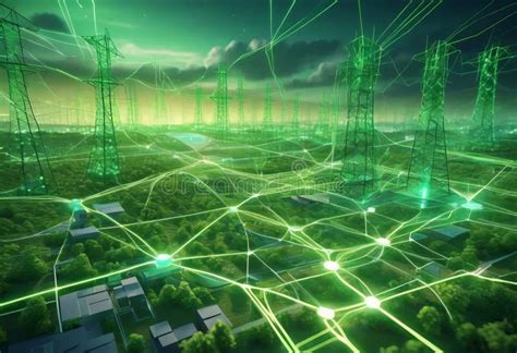 Smart Grid And Communication In A Green Stock Illustration Illustration Of Transition Grid