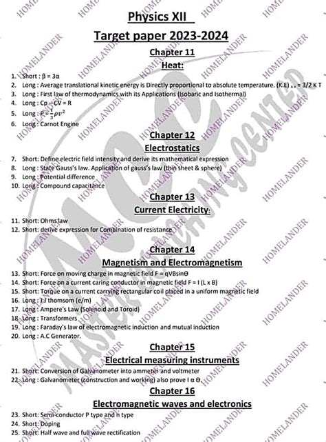 Education Is The Key To Success Physics Paper Ii For Class Xii