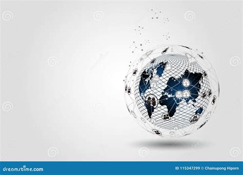 Abstract Global Digital Connection And Future Technology Concept Background Stock Illustration