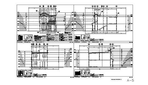 Two Flooring House Elevation And Constructive Sectional Details Dwg File Cadbull