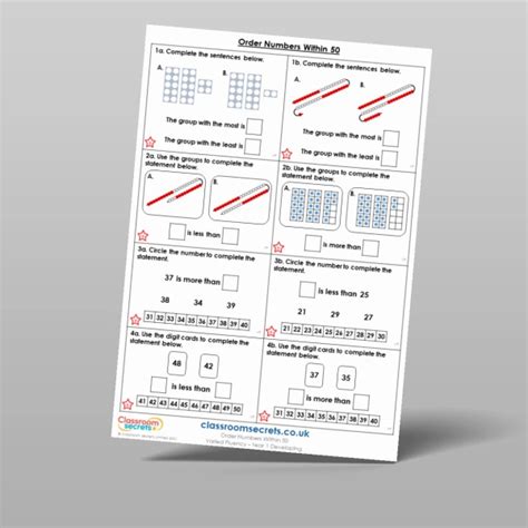 Year 1 Order Numbers Within 50 Varied Fluency Resource Classroom Secrets