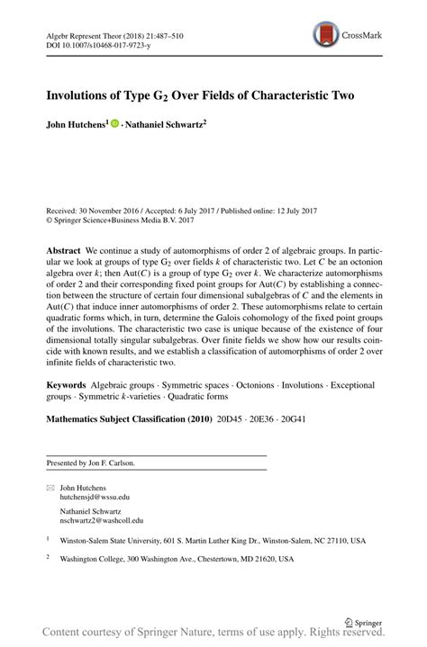 Involutions Of Type G2 Over Fields Of Characteristic Two