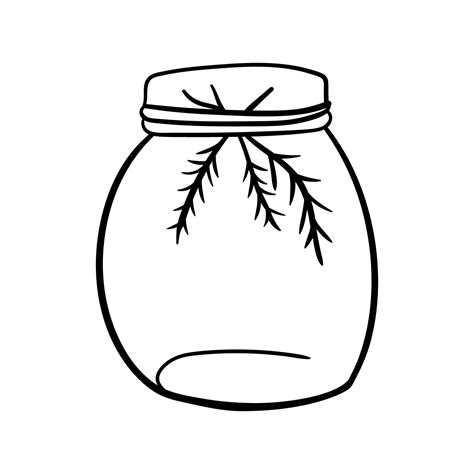 Hand Drawn Mason Jar Sketch Jar With Lid Vector Outline Doodle Illustration Isolated On White