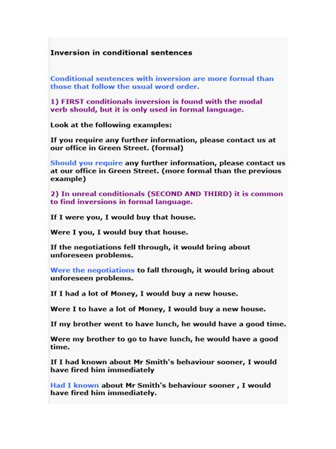 Inversion In Conditional Sentences Pdf