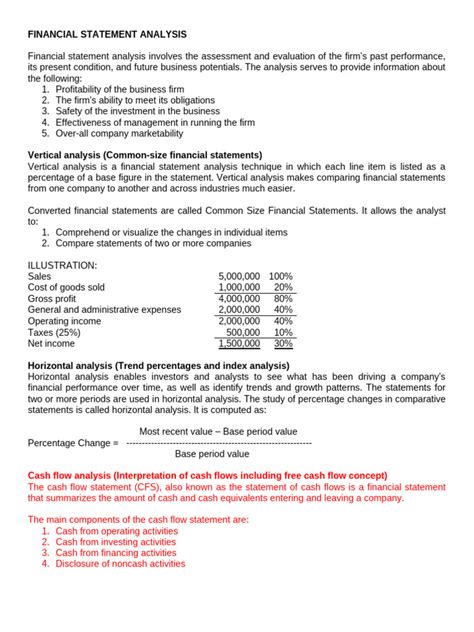 Financial Statement Analysis Pdf Free Cash Flow Expense