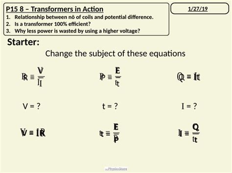 Ks4 Gcse Physics Aqa P15 8 Transformers In Action Powerpoint Teaching
