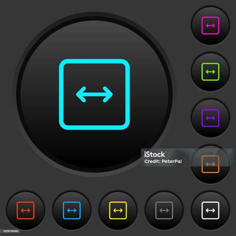 Adjust Object Width Dark Push Buttons With Color Icons Stock