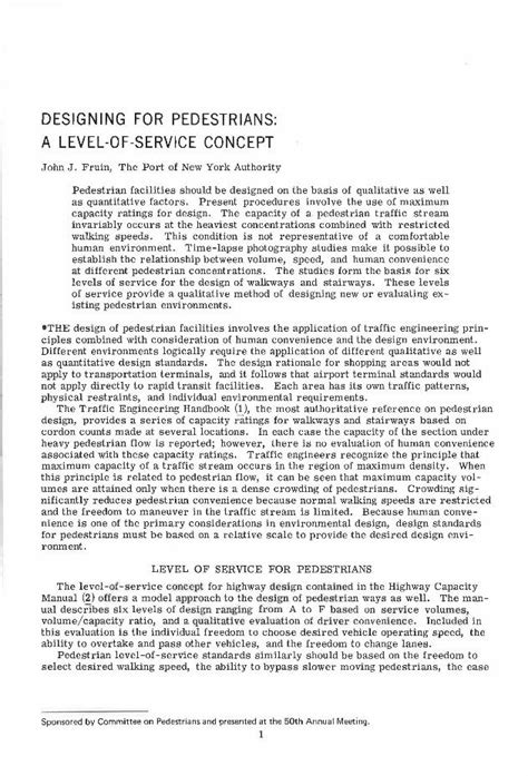 Pdf Designing For Pedestrians A Level Of Service Conceptonlinepubs