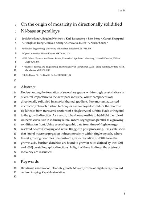 Pdf On The Origin Of Mosaicity In Directionally Solidified Ni Base Superalloys