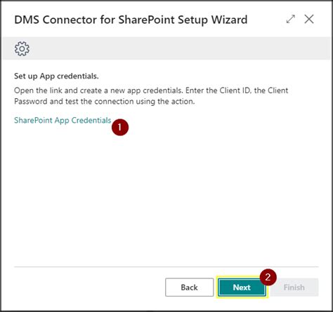 The Initial Setup Via Assisted Setup Documentation Dms Connector Sharepoint