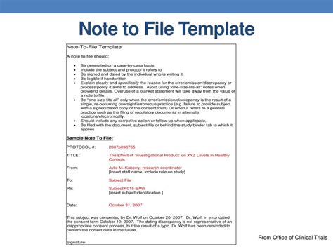 Note To File Template