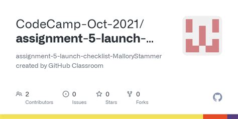 Github Codecamp Oct 2021assignment 5 Launch Checklist Mallorystammer