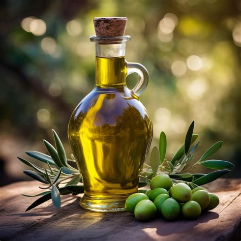 Premium Photo Olive Oil And Olives A Glass Bottle Filled With Golden