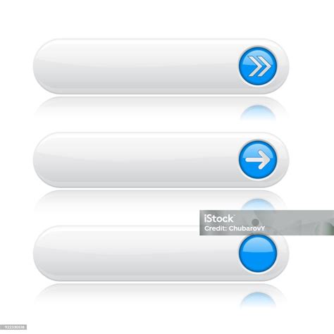 흰색 긴 버튼 파란색 화살표와 함께입니다 메뉴 인터페이스 요소 3차원 형태에 대한 스톡 벡터 아트 및 기타 이미지 3차원 형태 그래픽 사용자 인터페이스 긴 Istock